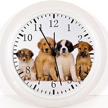 Dog Wall Clock - Quartz Barking Dog Wall Clock - Optional Barking Chime ...