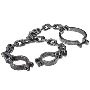 Plastic Wrist Neck Shackles Handcuffs Halloween Costume Silver Black ...