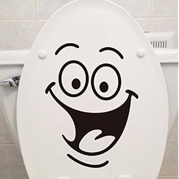 Toilet Smiley Face Decal Funny Bathroom Kitchen Wall Stickers Toilet ...