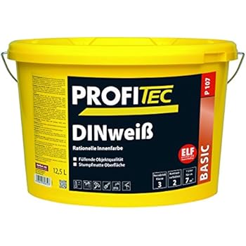 ProfiTec P107 DIN-weiß Profi Wandfarbe Innenfarbe matt, 12.5 Liter ...