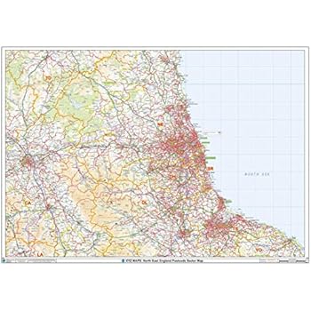 North East England Postcode Sector Wall Map (S16) - 47" x 33.25 ...