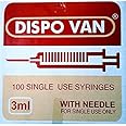DISPO Van 3ML Syringes with Needle, Single-Use, Sterile – Pack of 100 ...