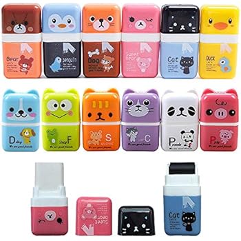 6 Pcs Cute Pencil Eraser, Cartoon Animal Themed Roller Colorful ...