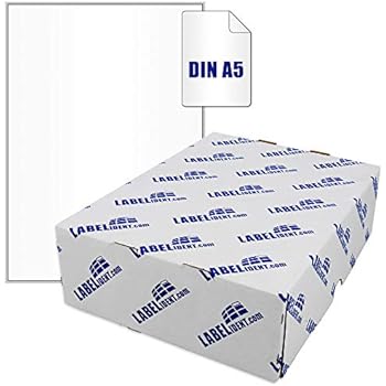 1.000 Etiketten 210 x 148 mm selbstklebend einzeln = DIN A5 Bögen (1x1 ...