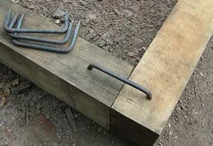 Round Wood Large Steel Sleeper Staple Pin/Timber Dogs/Heavy Duty/Garden ...