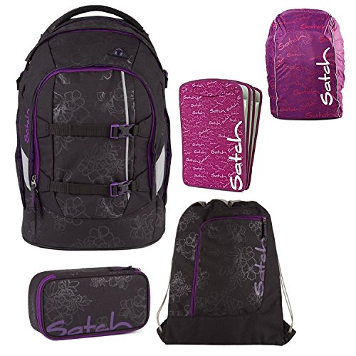 Satch Pack by Ergobag Purple Hibiscus 5-tlg. Set Schulrucksack ...