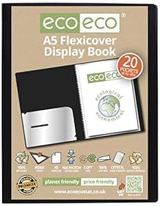 eco-eco A5 100% Recycled 20 Pocket / 40 View Black Flexicover Display ...
