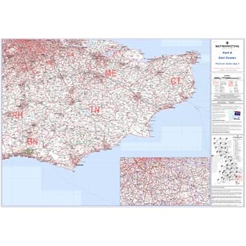 Kent - UK County Map Paper Laminated - 90 x 113 cm: Amazon.co.uk ...