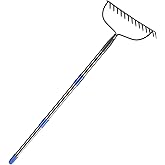 YEELOR Garden Rake, Metal Sturdy and Heavy Duty Metal Rake, 16-Tine Bow ...