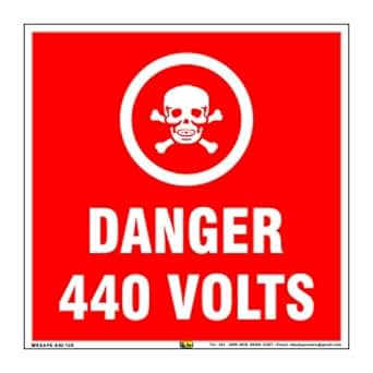Mr. Safe - Danger 440 Volts Sign PVC Sticker 8 inch X 8 inch: Amazon.in ...