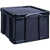 Really Useful Box Plastic Storage 35 Litre Solid Black with Yellow Handles : Amazon.co.uk: Home ...