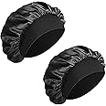 BILGETA Cuffia Seta Capelli Notte,2 Pezzi Nero Silk Bonnet,Berretto da ...