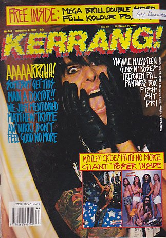 KERRANG MAGAZINE BACK ISSUE 263 MATTHEW TRIPPE - MOTLEY CRUE - FAITH NO ...