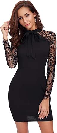 DIDK Damen Spitzenkleid Minikleid Cocktailkleid Etuikleid Party Business Elegant Kleider ...