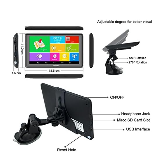 SAT NAV GPS Navigation System, Jimwey 7 Inch Android 16GB 512MB Car ...