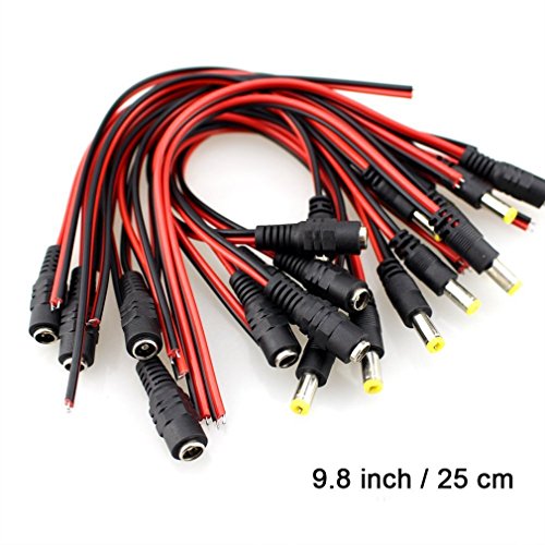 Hiletgo Dc Pigtail Adapter Power Connectors Cables Male And Female ...