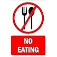 No eating, prohibition sign - Self adhesive sticker (200mm x 150mm ...