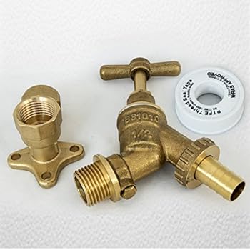 OUTDOOR HOSE UNION BIB TAP WITH HOSE CONNECTOR AND WALL PLATE: Amazon ...