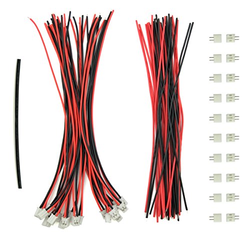 WOSKY 20 Sets Mini Micro Jst 2.0 Ph 2-Pin Connector Plug Male With 150mm Cable Female Connector ...