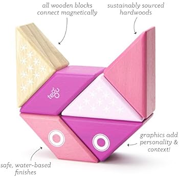 8 Piece Tegu Pocket Pouch Magnetic Wooden Block Set, Blossom: Amazon.co ...