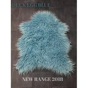 Faux Fur Soft Duck Egg Circular Sheepskin Style Rug 68cm Diameter ...