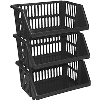 Plastic Stacking Stackers Storage Baskets Veg Rack 3 Tier Vegetable ...