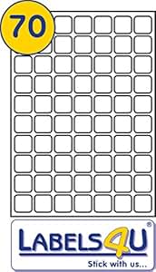20 Sheets of 70 Labels Per Sheet Size 25x25mm, A4 Plain White LABELS4U ...