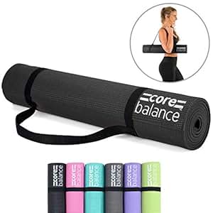 Core Balance Non-Slip PVC Foam Exercise Gym Yoga Pilates Mat With Strap ...