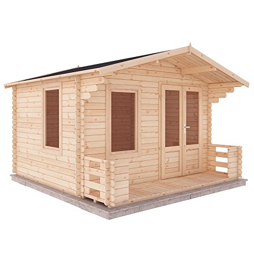 3.4m x 3.3m Log Cabin Studio with Veranda - Garden Office, Craft Room ...