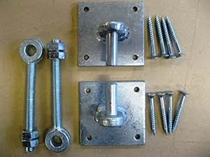 A Pair of Galvanised Wrought Iron Gate Hinge & Eye Bolts Set: Amazon.co ...