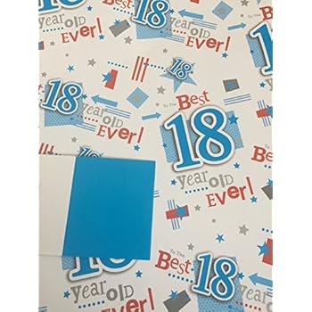 Mens 18 Happy 18th Birthday Gift Wrapping Paper 2 Sheets + 1 Gift Tag ...
