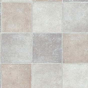 Cottage Stone Beige Grey Tile Vinyl Flooring, 2.6mm Thick, 3m Wide 2m ...
