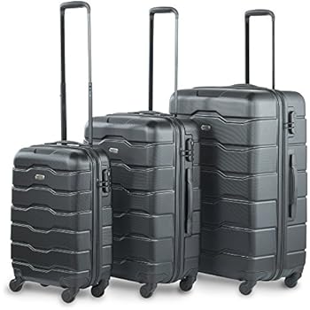 2408 Wavy Multicolour Rainbow Set of 3 Suitcases - Super Lightweight 4 ...