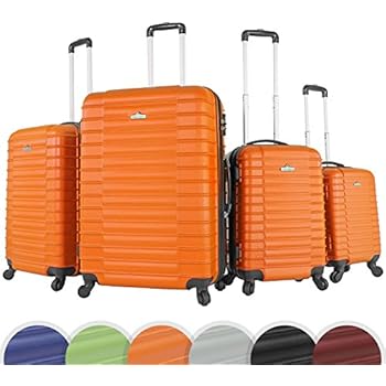 2408 Wavy Multicolour Rainbow Set of 3 Suitcases - Super Lightweight 4 ...