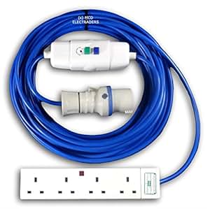 10 metre Blue Caravan Hook Up / Extension Cable with 16 Amp Plug, In ...