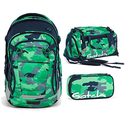 Satch MATCH by Ergobag Green Camou 3-tlg. Set Schulrucksack ...
