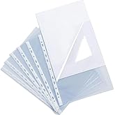 MARKQ A4 Transparent file, 100 Pcs Clear Plastic Folder Punched Pockets ...