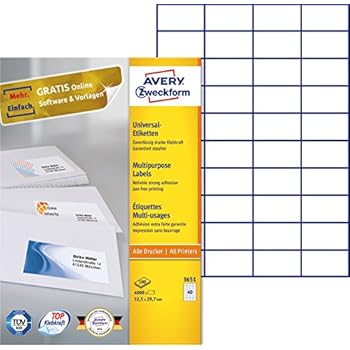 Avery Zweckform 3668 Universal Etiketten (mit ultragrip, 52,5 x 21,2 mm ...
