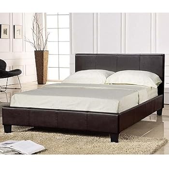 3ft Dark Brown Faux Leather Single Bed Frame By Bedsandbeds: Amazon.co ...