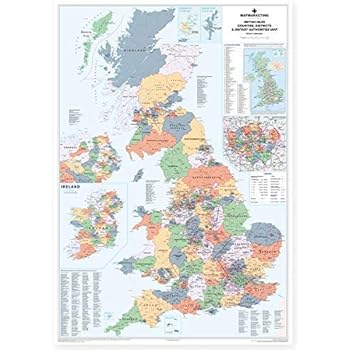 laminated Educational wall poster UK counties map | GB Great Britain ...