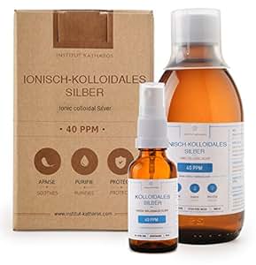 Kolloidales Silber 100% natürlich 40 PPM (300 ml) Mit unentbehrlichem auffüllbarem 30ml-Spray ...