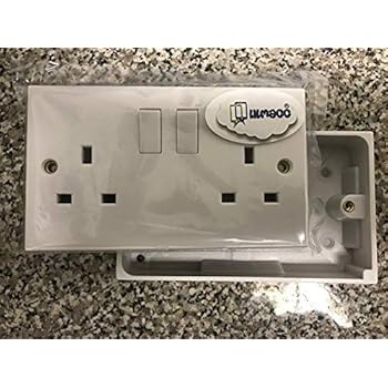 Double Wall Socket & Back Box Pattress. Twin 2 Gang Switched Plug ...