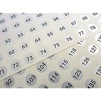 Silver 13mm Round Consecutive, Sequential Number Sequence Labels, Numbering Stickers, from 1-160 ...
