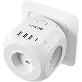 LENCENT Multiprise, 7 en 1 Murale Prise avec Multiple Secteur USB, Cube Chargeur avec 3 Sorties ...