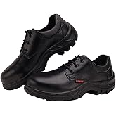 Karam FS02 Black Leather Safety Shoes for Men | Single Density with ...