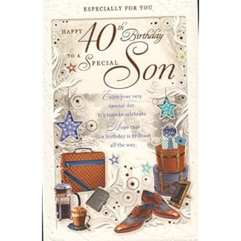 Son`s 40th Birthday Card - 'Happy 40th Birthday Son' - Great Quality ...
