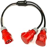 32 Amp 415V 5 Pin 3 Phase 2 Way 32A Sockets Soft Y Splitter Adaptor ...