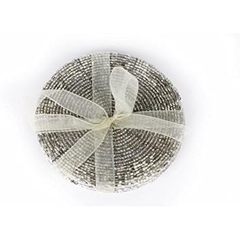 Set Of 4 Silver Colour Beaded Coasters: Amazon.co.uk: Computers ...