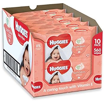 Huggies Soft Skin Baby Wipes - 10 x Packs of 64 (640 Wipes): Amazon.co ...