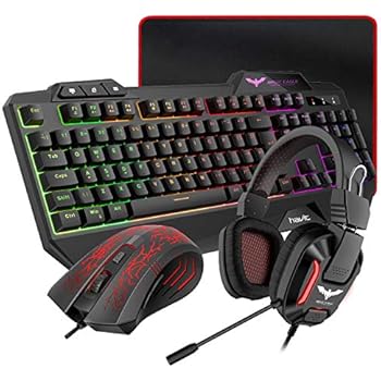 Gaming Keyboard and Mouse and Mouse pad and Gaming Headset, Wired LED ...